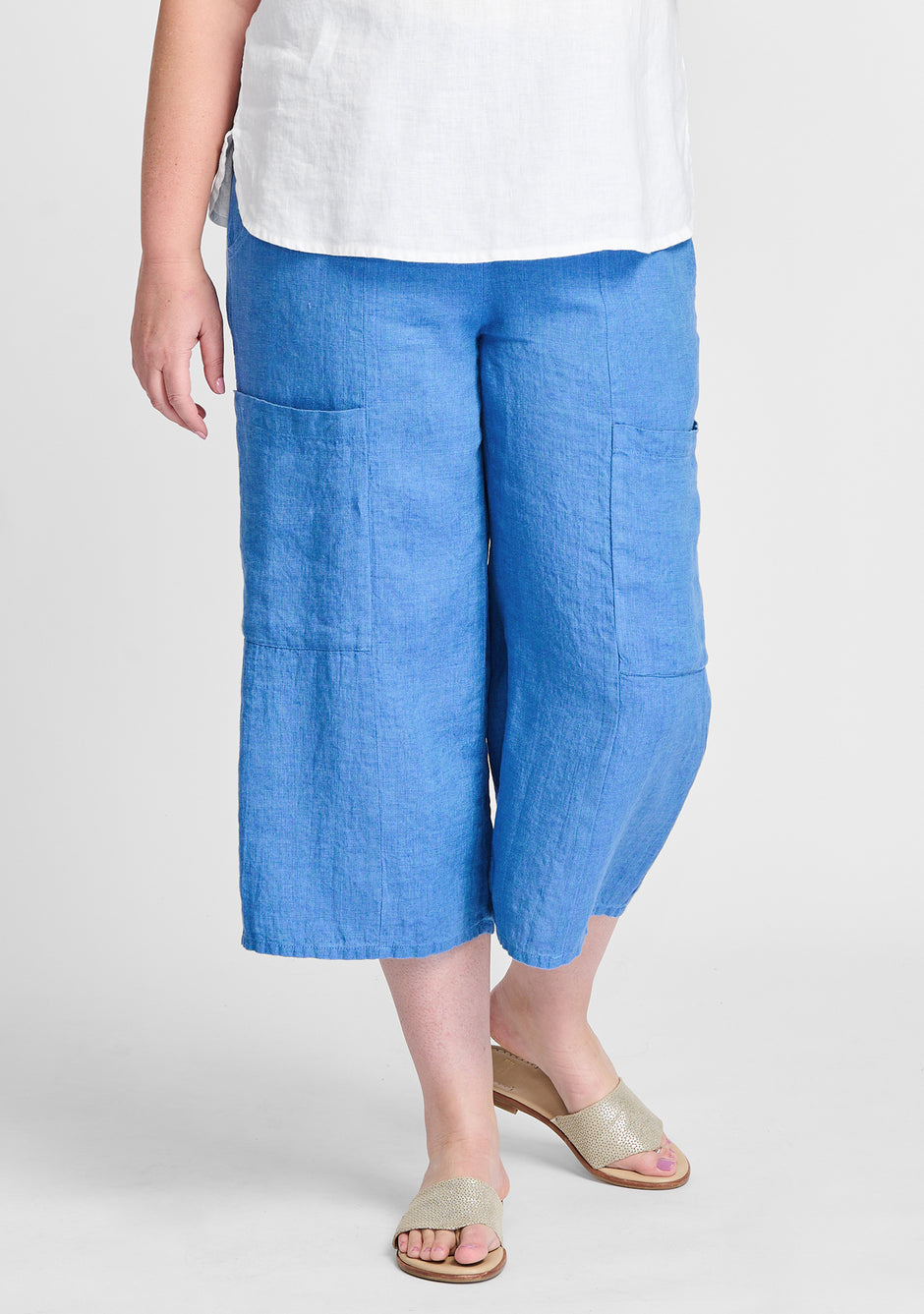 Linen Cropped Pants For Women - FLAX